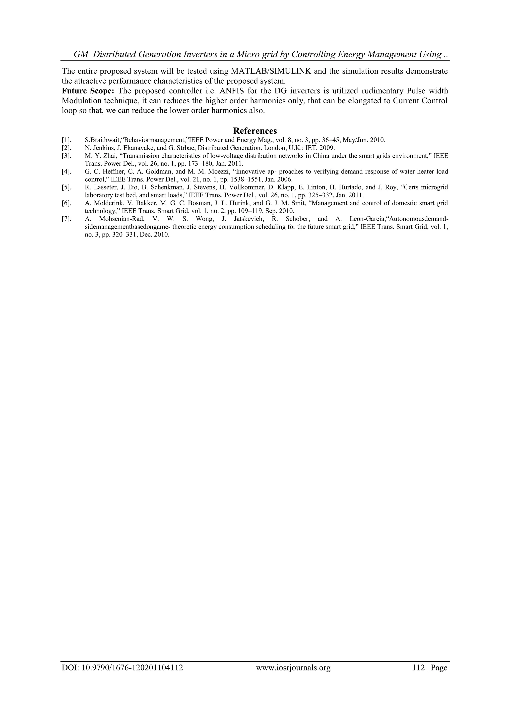 Gm Distributed Generation Inverters In A Micro Grid By Controlling Energy Management Using Anfis