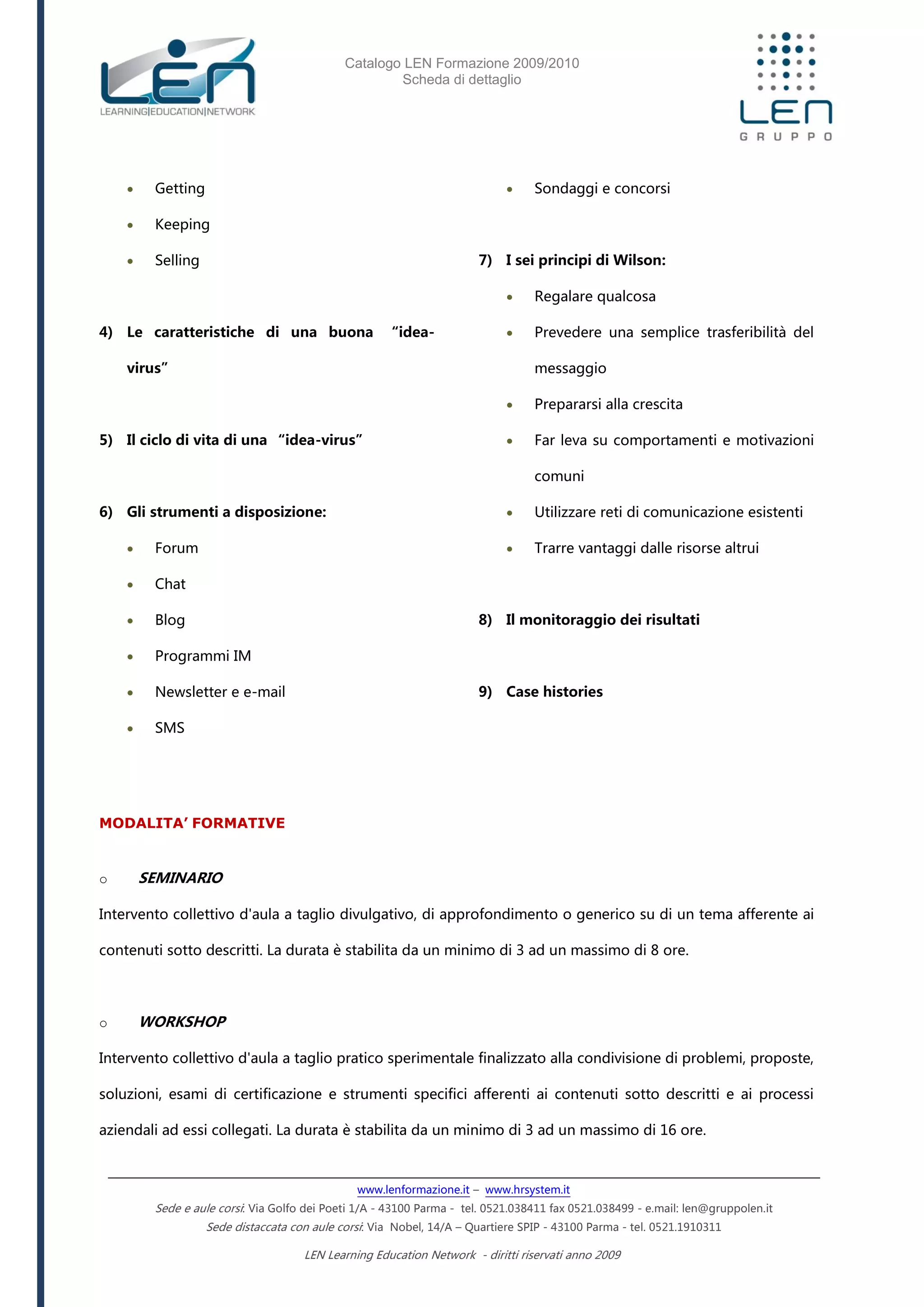 Viral Marketing - Scheda corso LEN | PDF