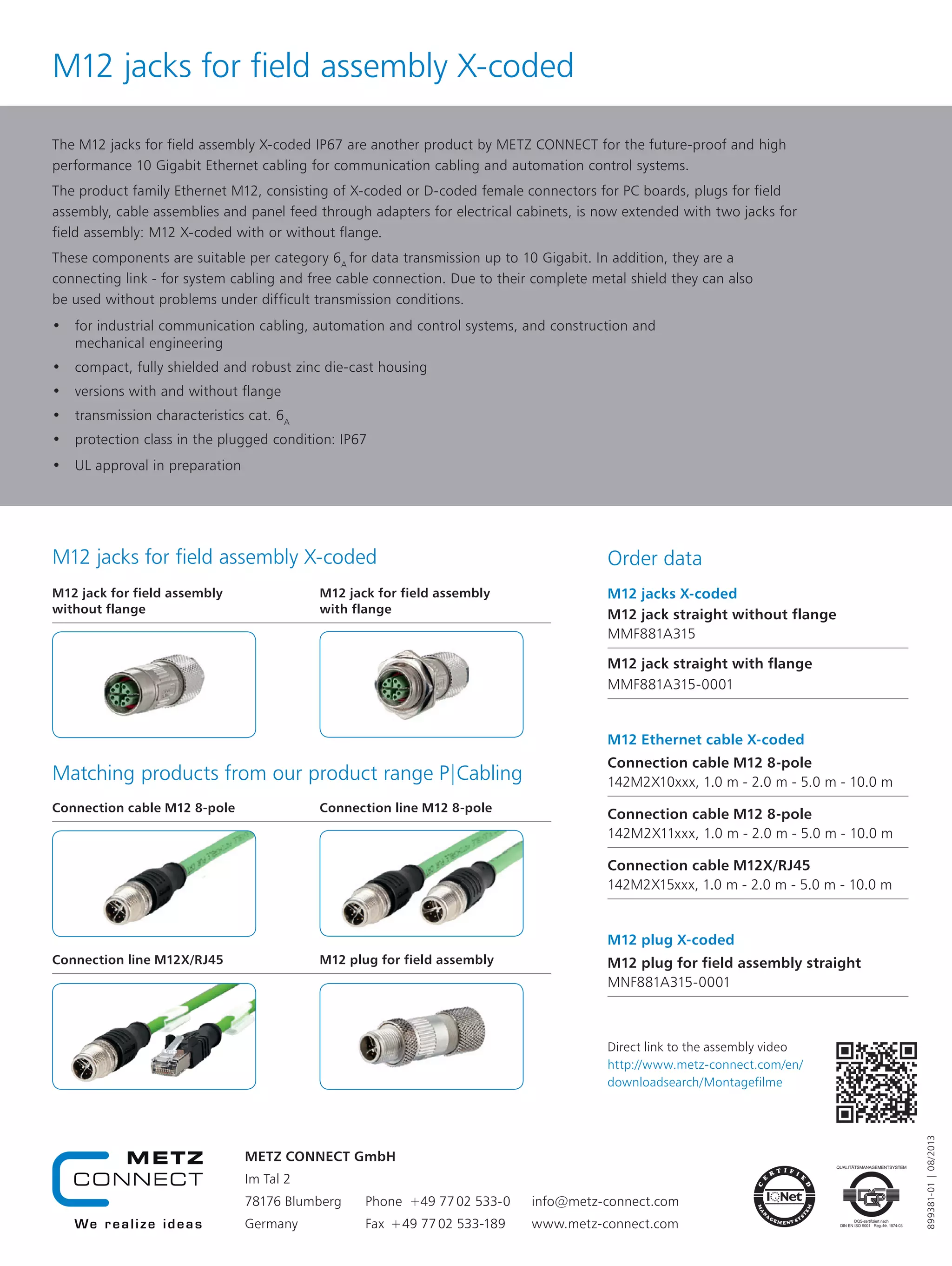 M12 Jacks for field cable assembly | PDF