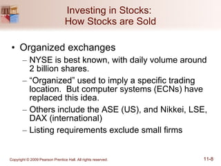 Chapter 11_The Stock Market | PPT | Stocks and Bonds | Personal Investing