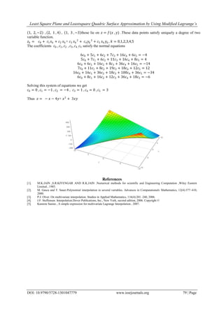 Least Square Plane and Leastsquare Quadric Surface Approximation by ...