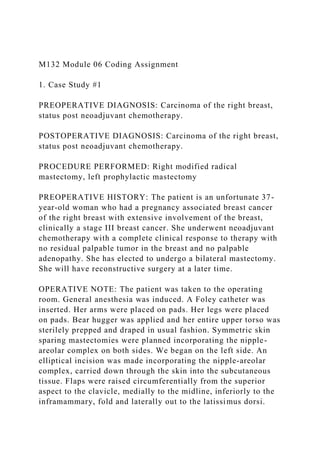 M132 Module 06 Coding Assignment 1. Case Study #1PREOPERAT.docx