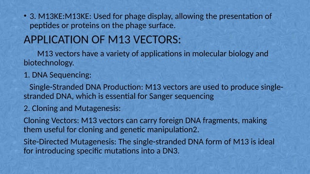 M13 VECTOR in Microbial Biotechnology.pptx | Biotech and Biomedical ...