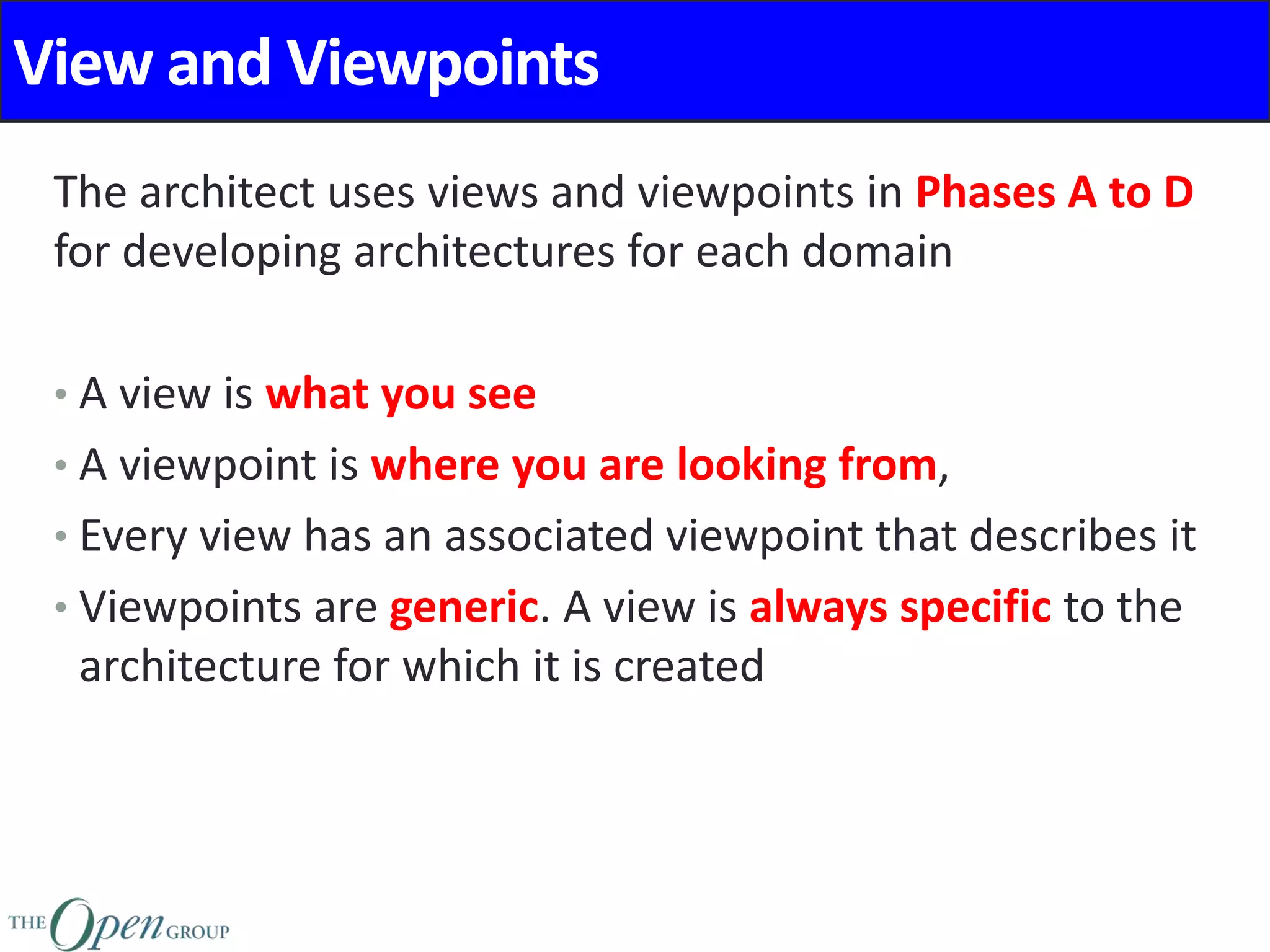 TOGAF Classroom Series - M15 View and Viewpoints | PPTX