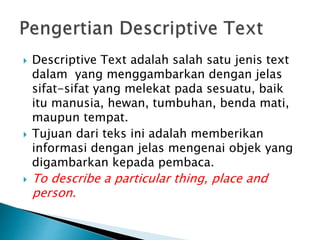 KELAS 10 SMA WAJIB PERTEMUAN 12//descriptive text 2 | PPTX
