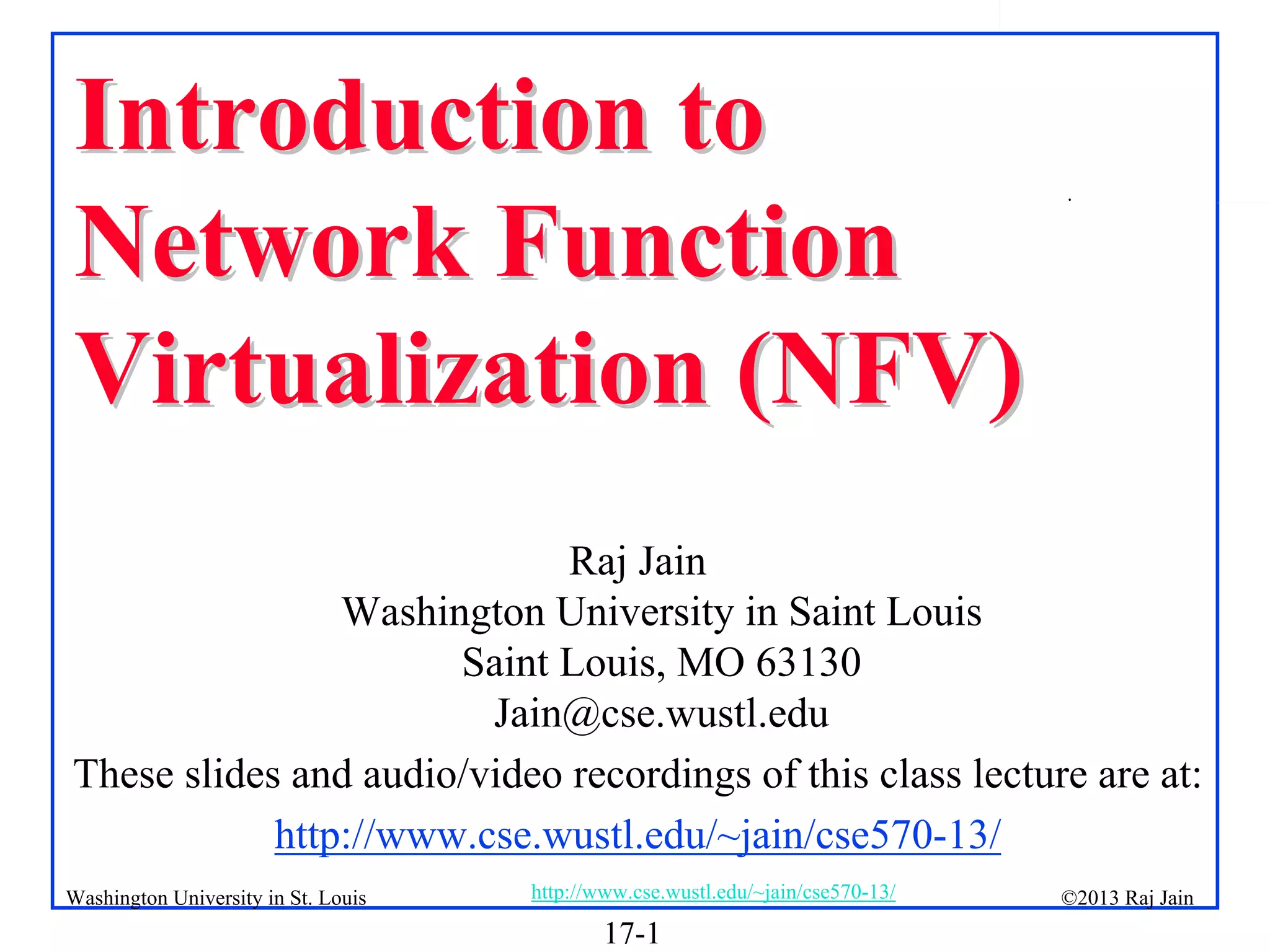 Introduction to Network Function Virtualization (NFV) | PDF