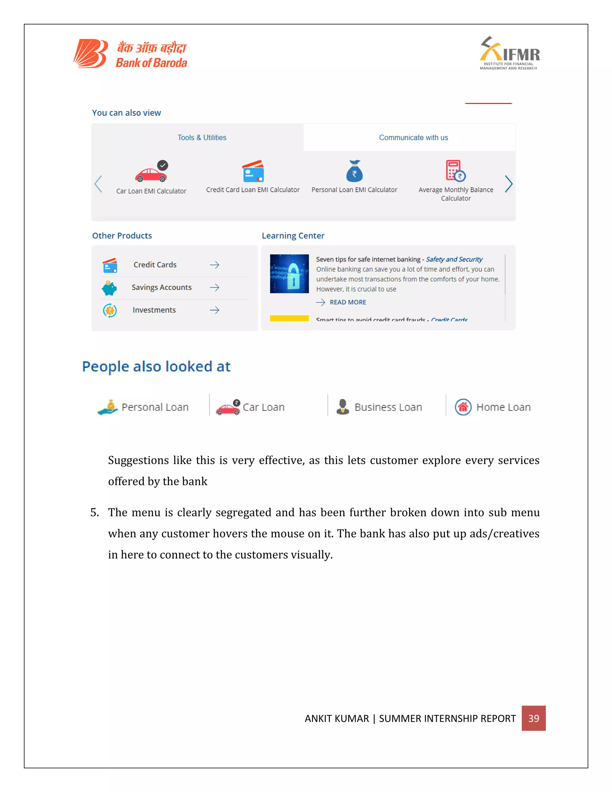 Bank of Baroda- Summer Internship Report | PDF