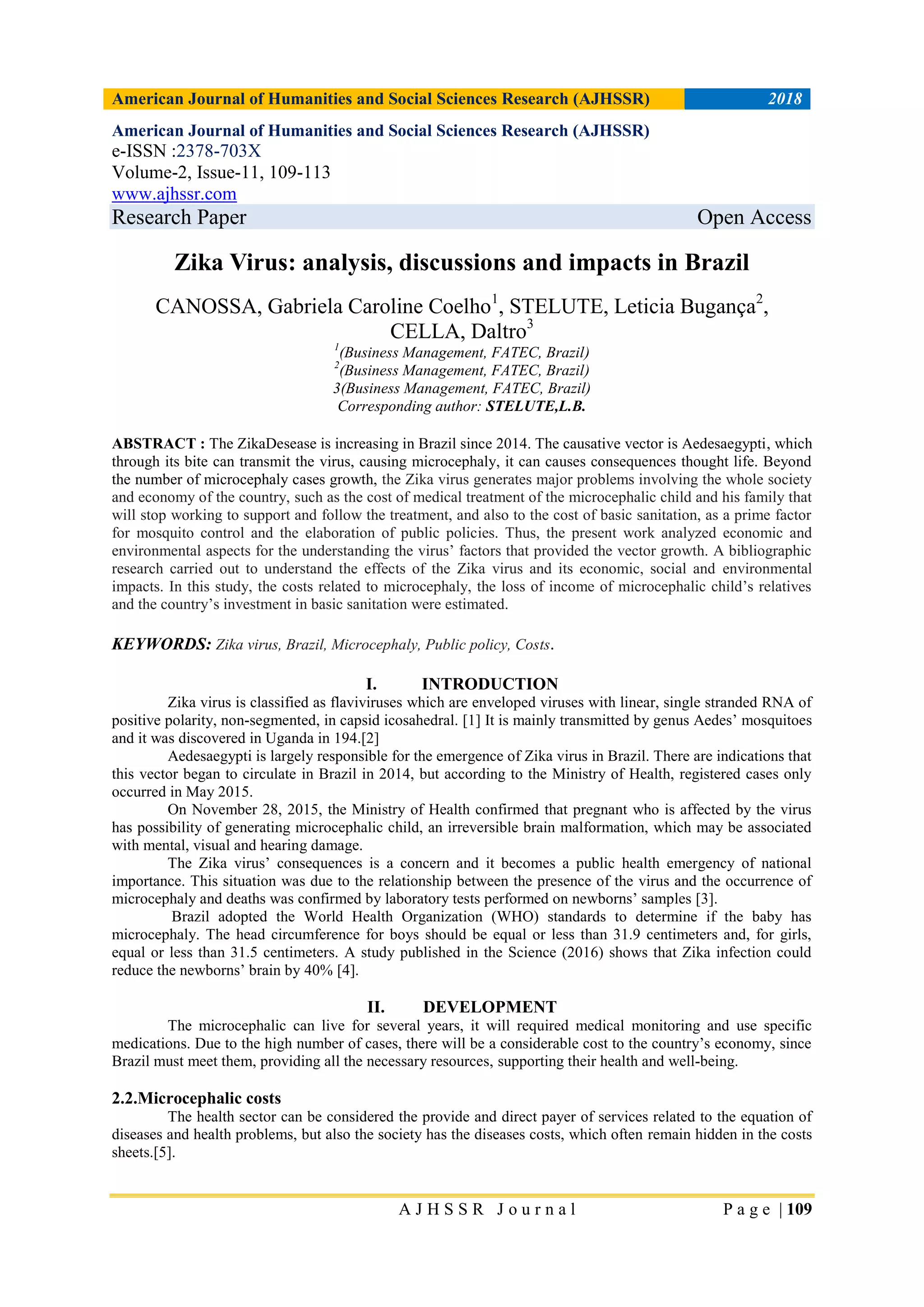 Zika Virus: analysis, discussions and impacts in Brazil | PDF