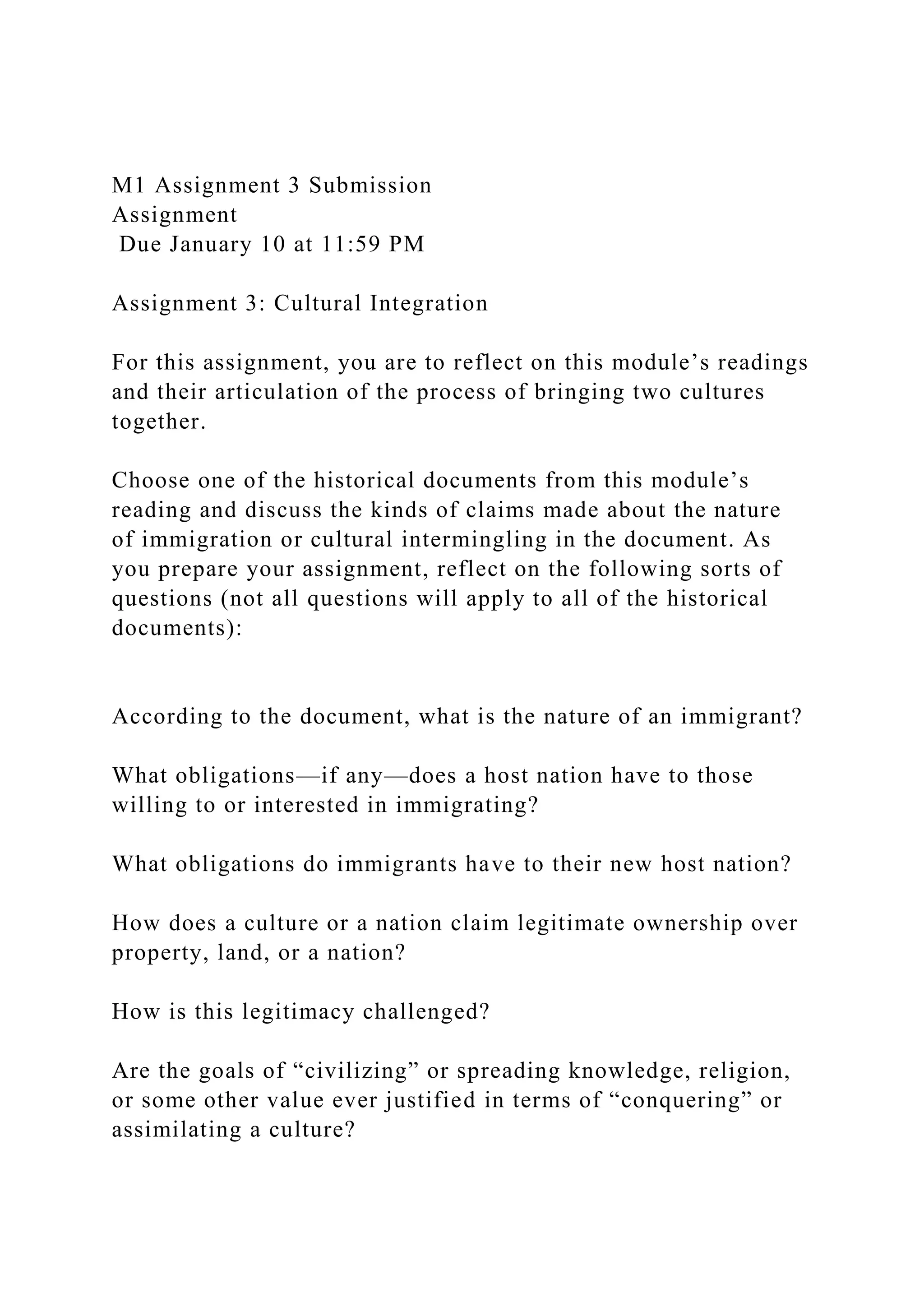 M1 Assignment 3 SubmissionAssignment Due January 10 at 1159 .docx