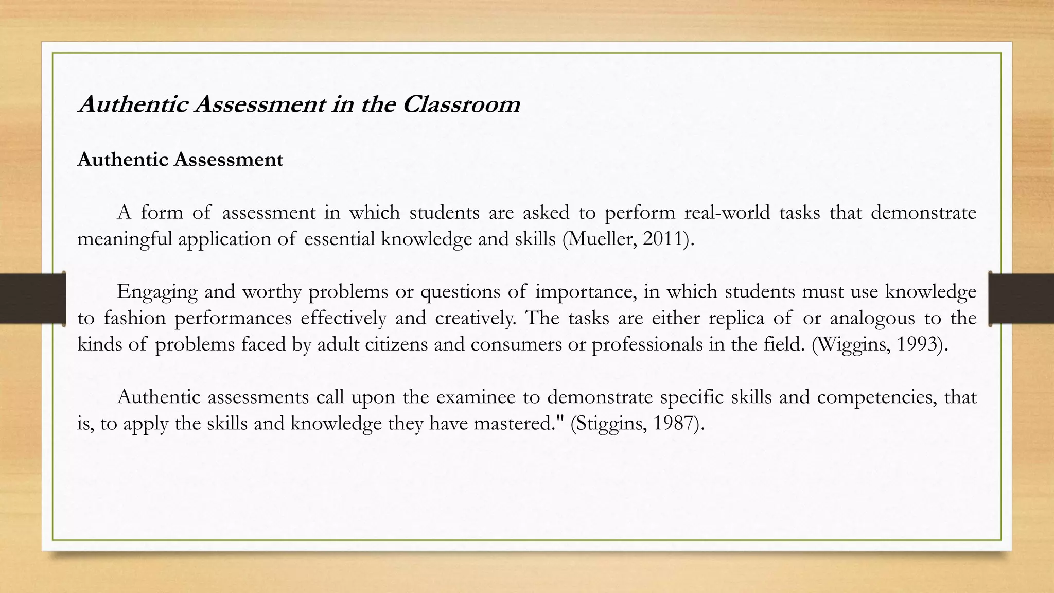 M1 Authentic Assessment In The Classroom 1 Pdf