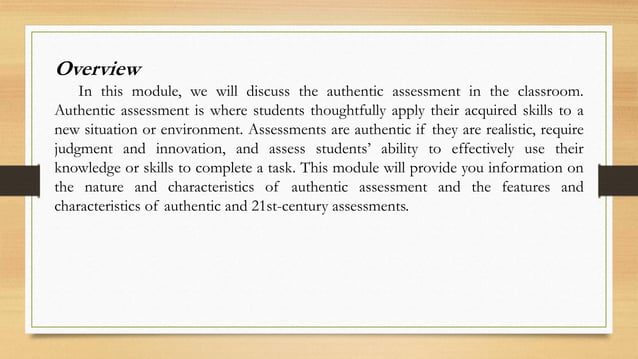 M1_AUTHENTIC ASSESSMENT IN THE CLASSROOM-1.pdf | Educational Assessment ...