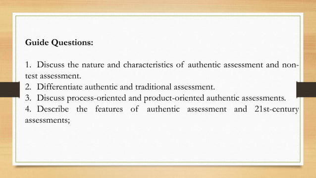 M1_AUTHENTIC ASSESSMENT IN THE CLASSROOM-1.pdf | Educational Assessment ...