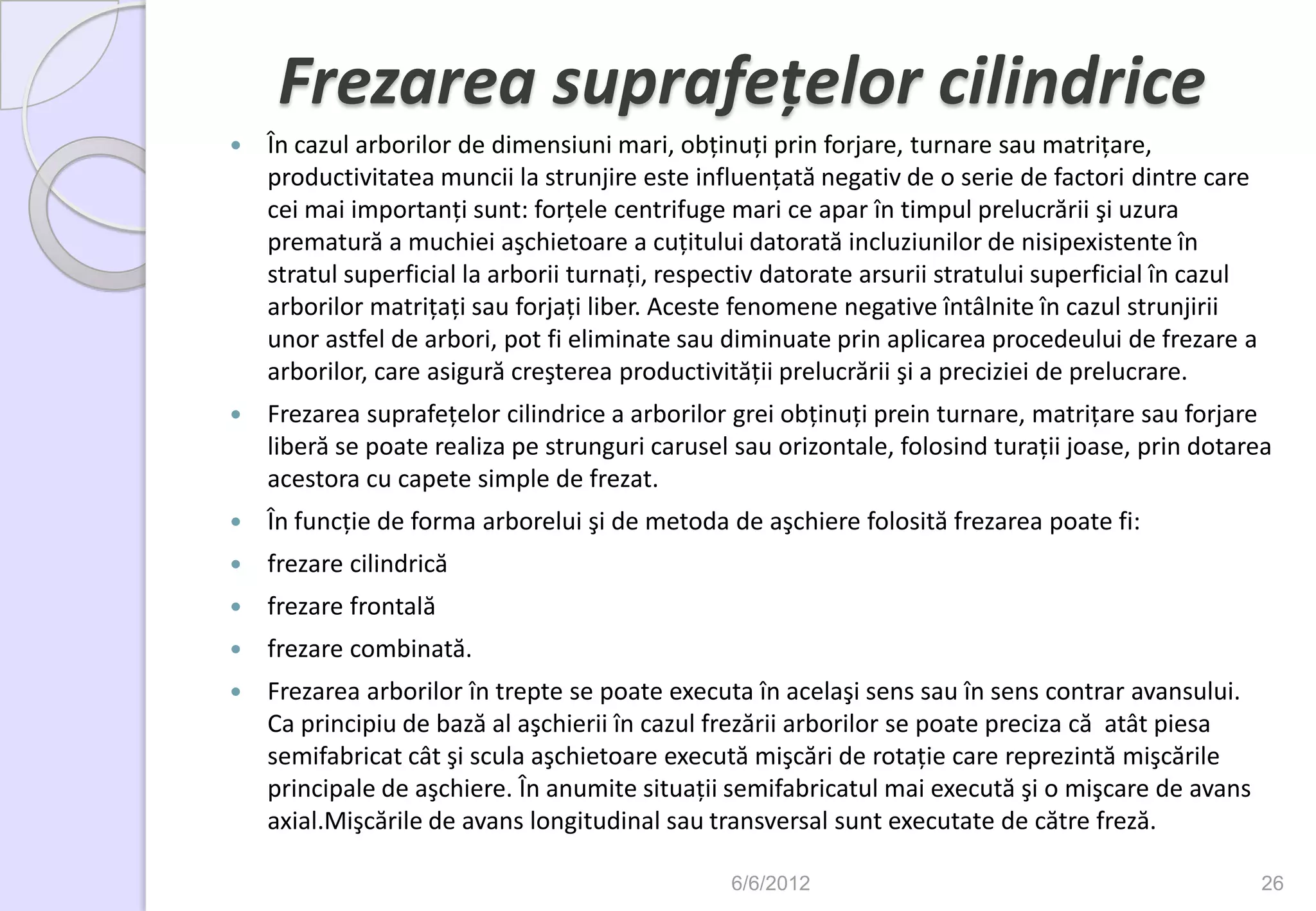 Prelucrarea pieselor prin frezare | PPTX
