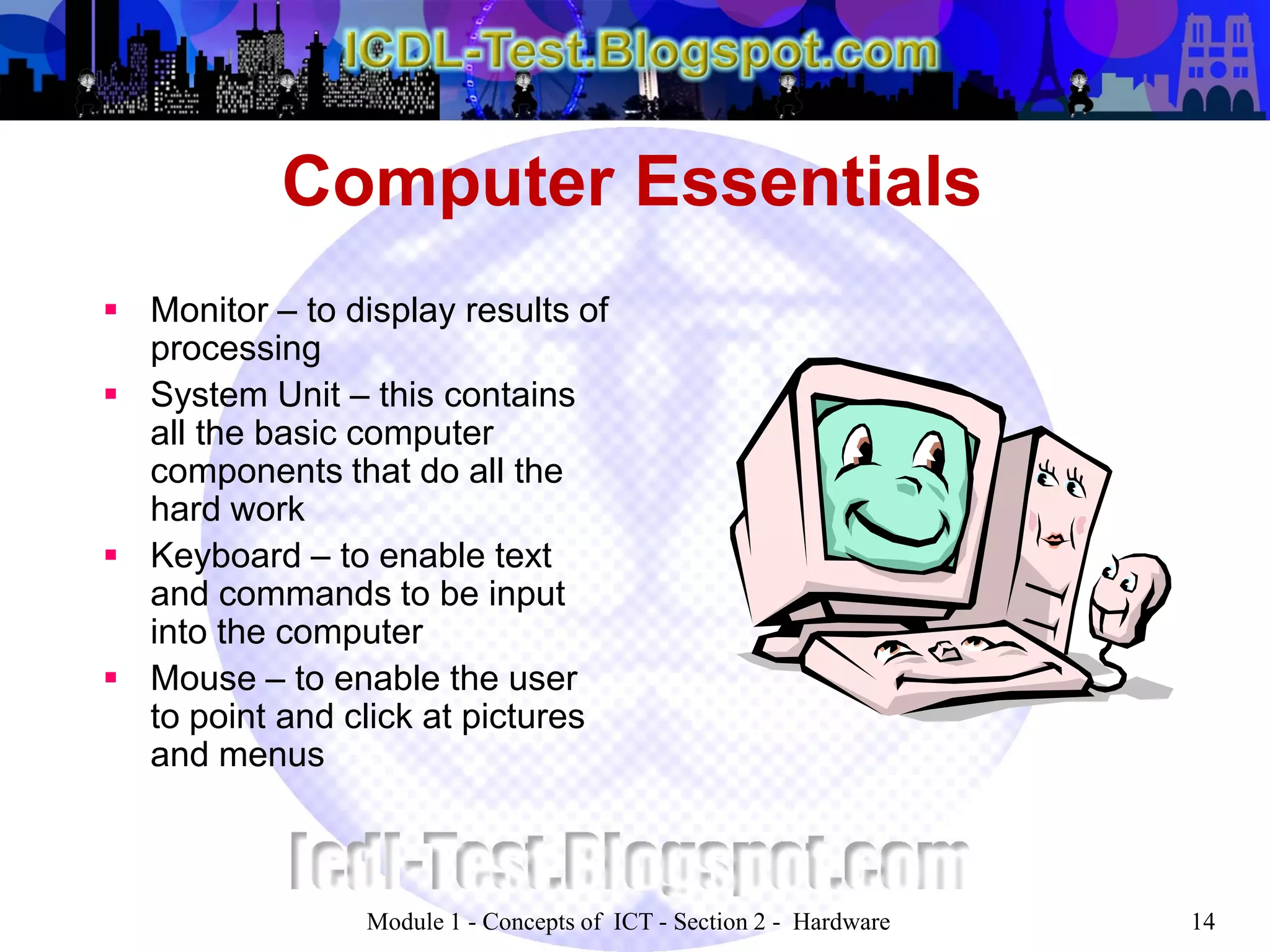 Icdl Module 1 Concepts Of Ict Information And Communication Technology Presentation Slides