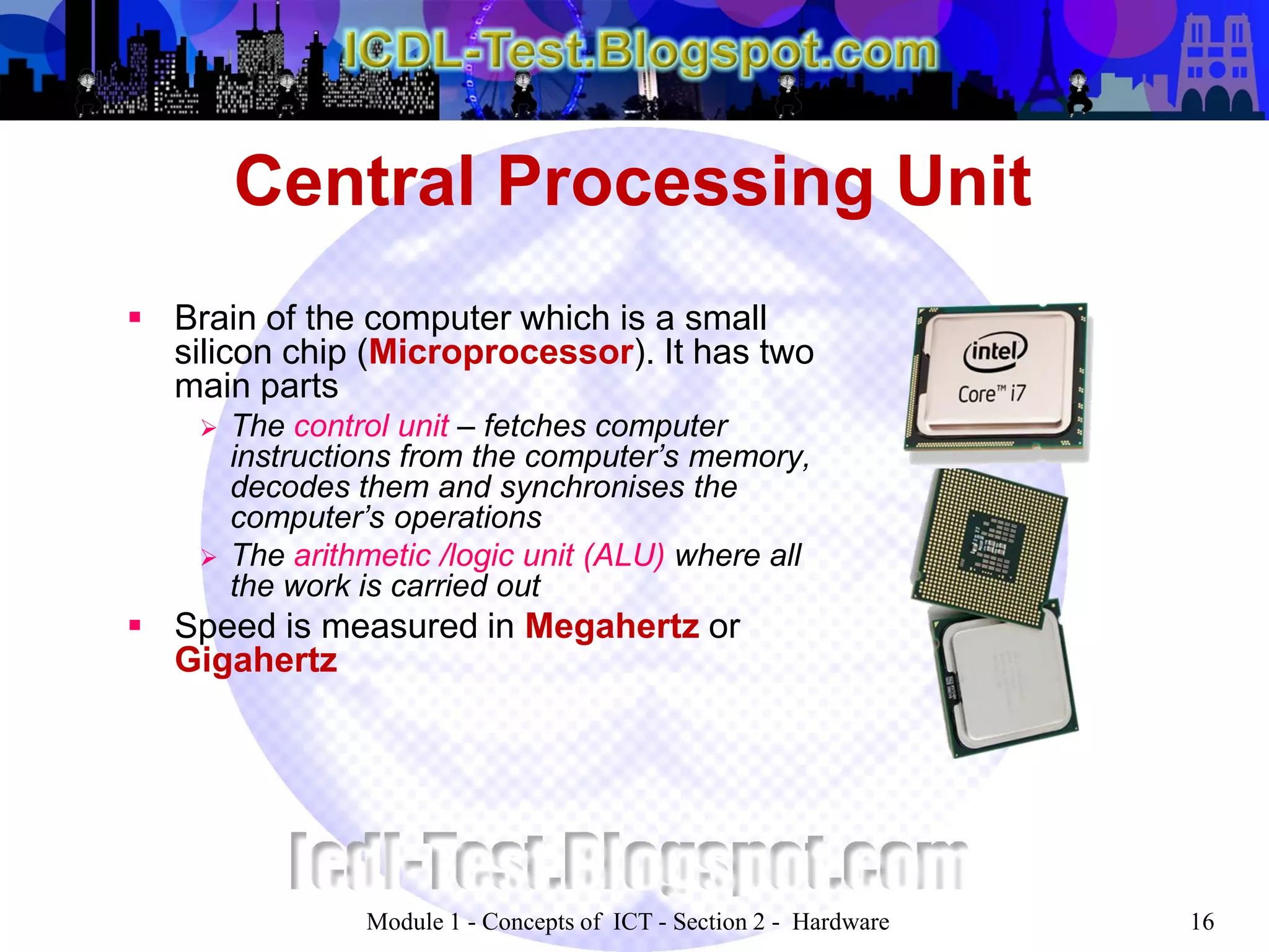 Icdl Module 1 Concepts Of Ict Information And Communication Technology Presentation Slides