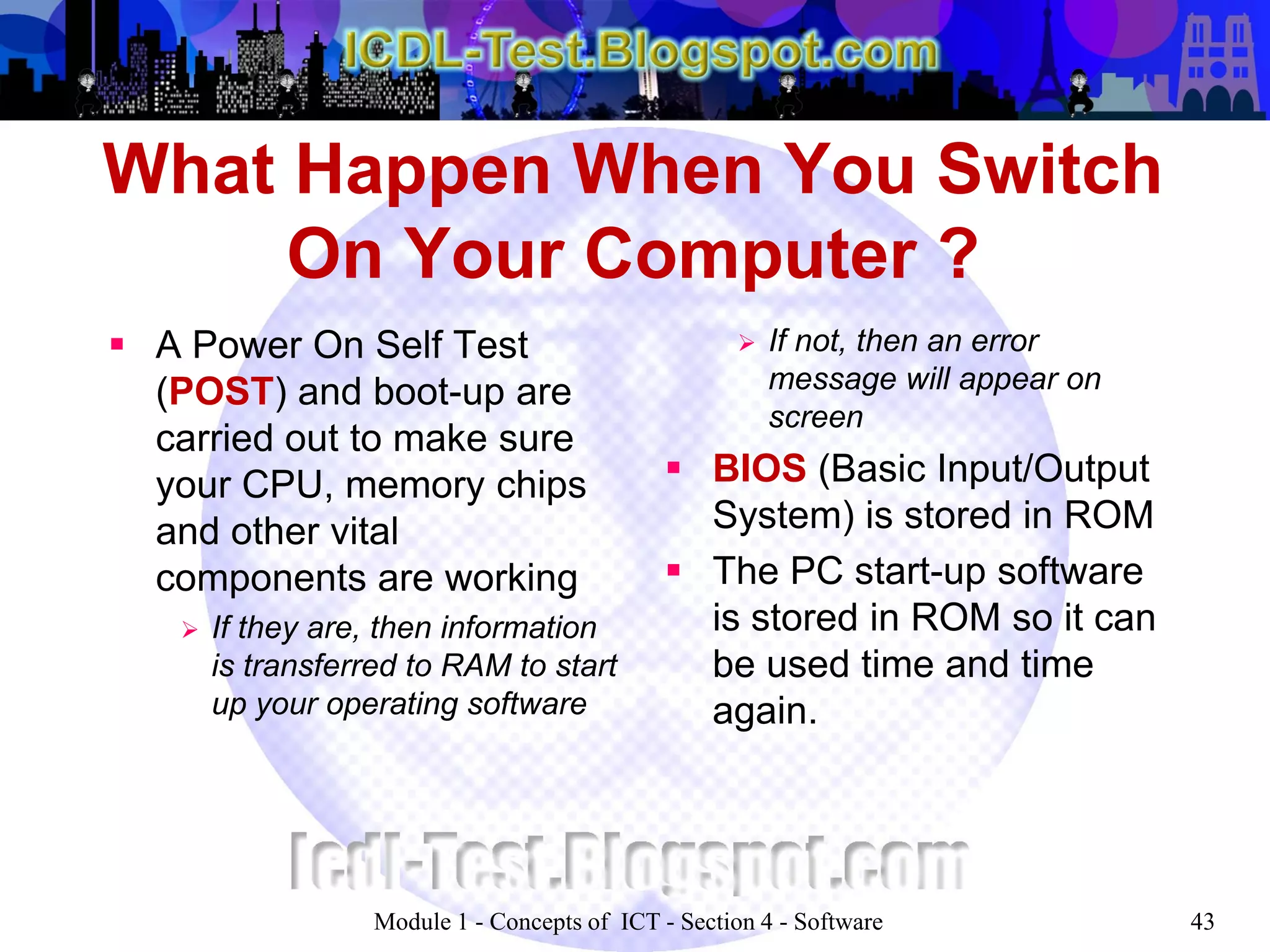 Icdl Module 1 Concepts Of Ict Information And Communication Technology Presentation Slides