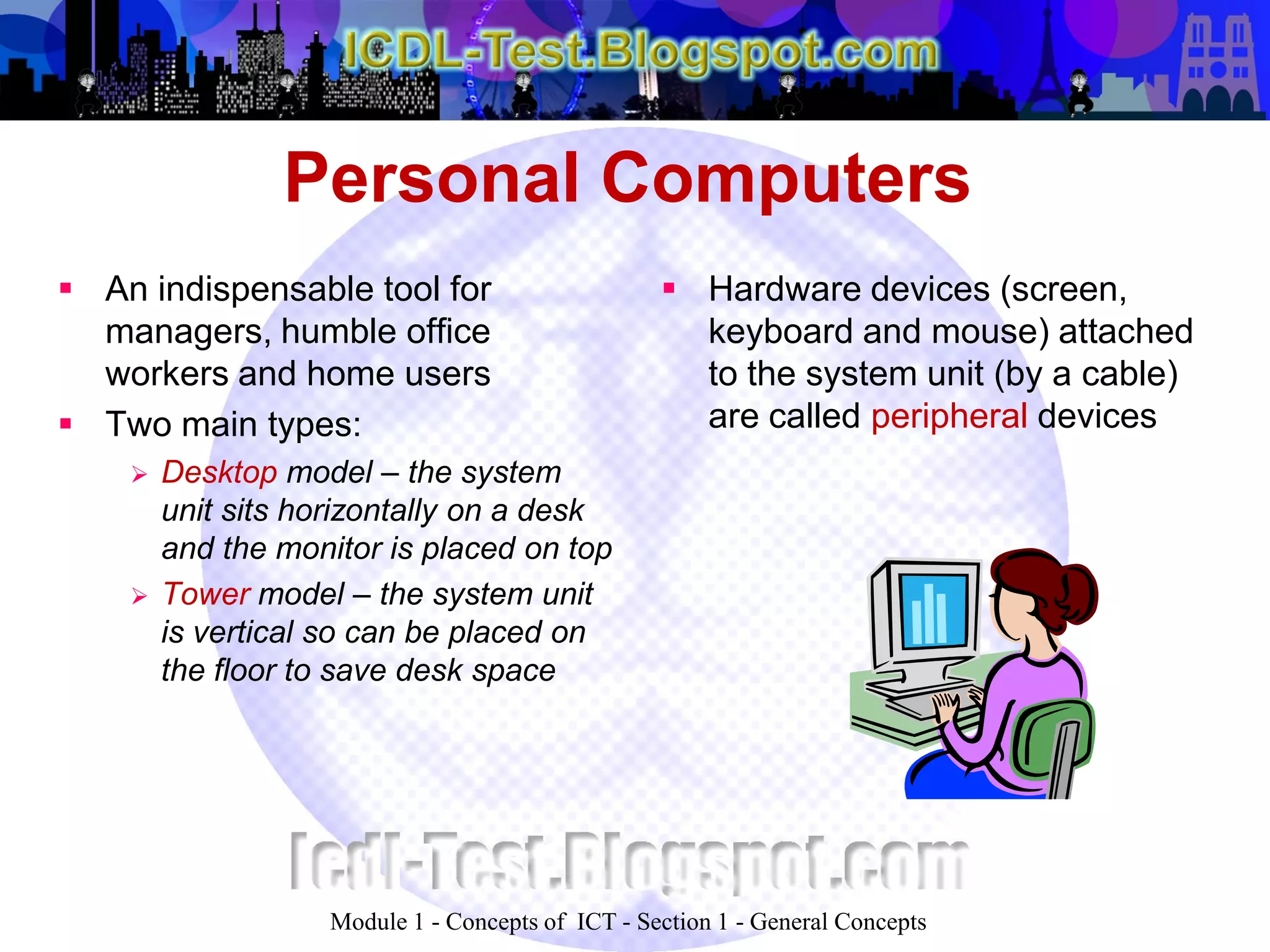 Icdl Module 1 Concepts Of Ict Information And Communication Technology Presentation Slides