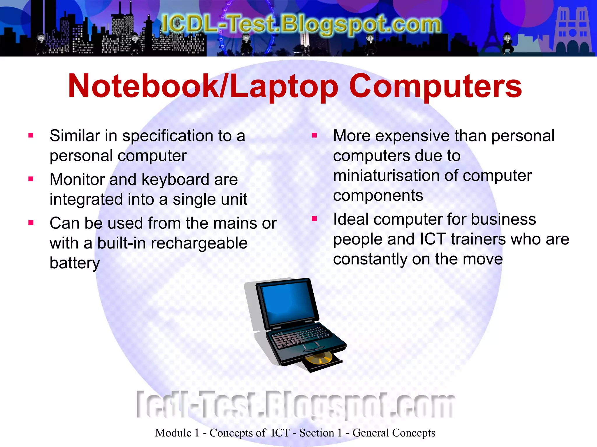 Icdl Module 1 Concepts Of Ict Information And Communication Technology Presentation Slides