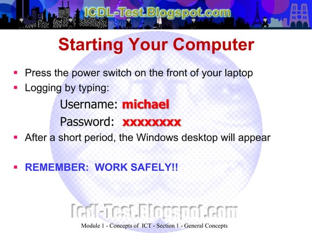Icdl Module 1 Concepts Of Ict Information And Communication Technology Presentation Slides
