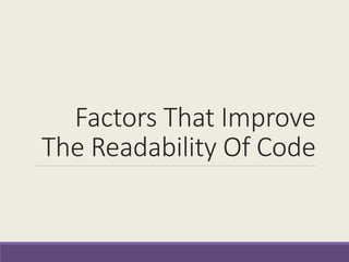 Importance of the quality of code | PPT