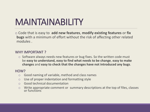 Importance of the quality of code | PPT