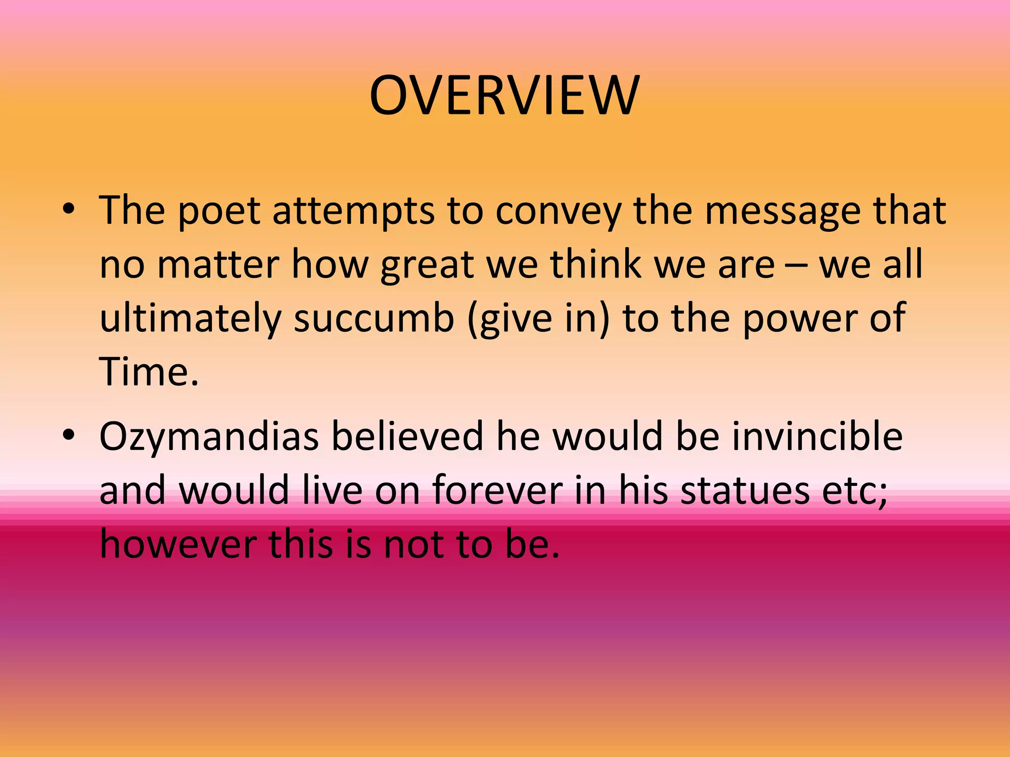 Ozymandias - Percy Bysshe Shelley | PPTX