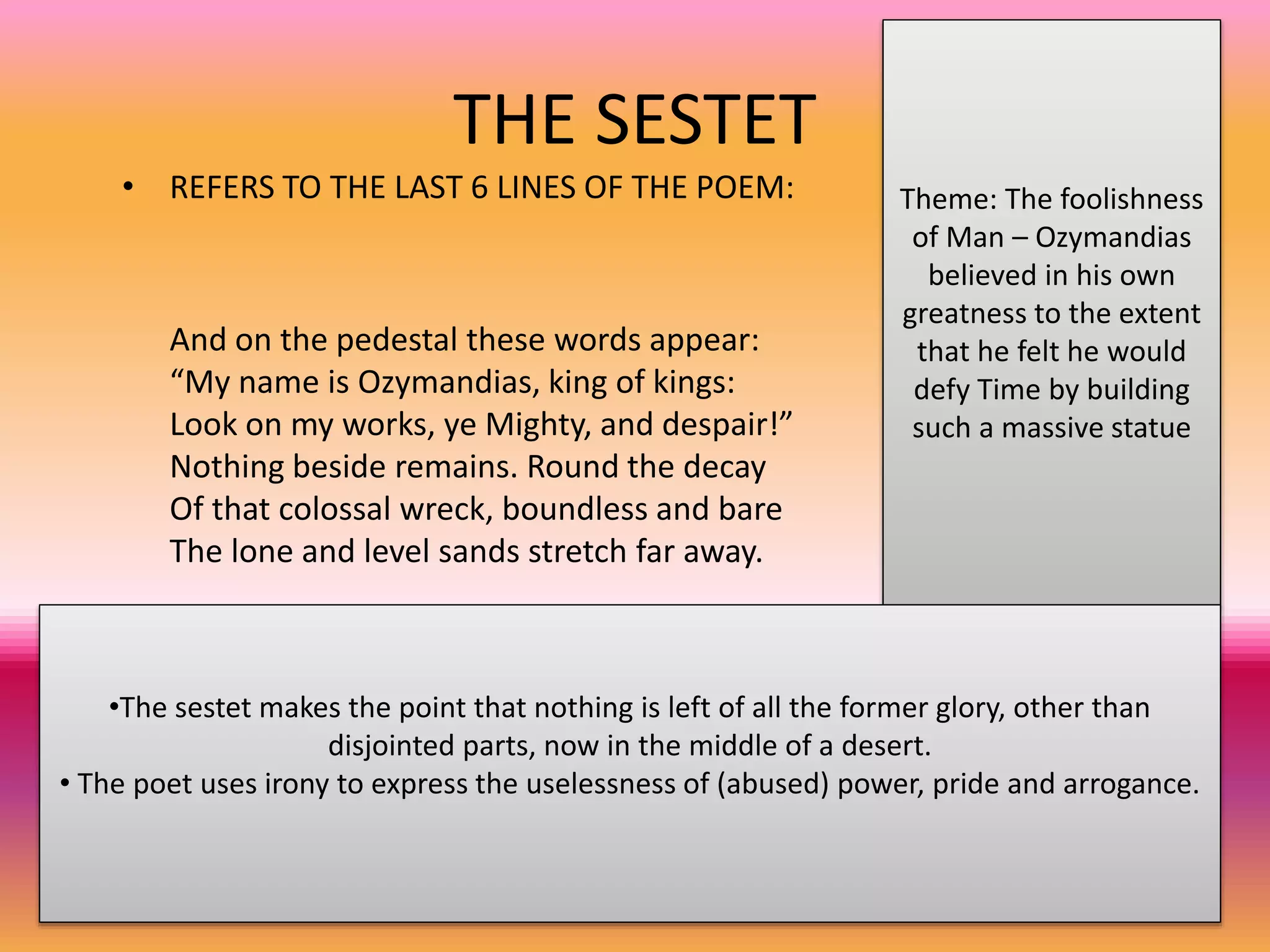 Ozymandias - Percy Bysshe Shelley | PPTX