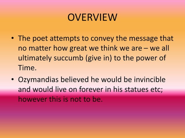 Ozymandias - Percy Bysshe Shelley | PPTX