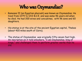 Ozymandias - Percy Bysshe Shelley | PPTX