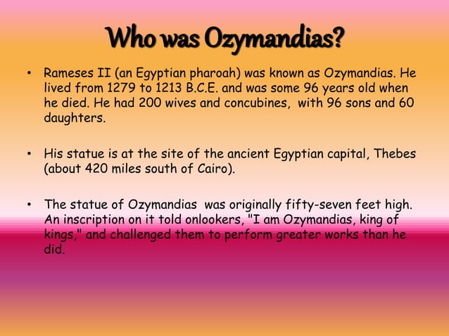 Ozymandias - Percy Bysshe Shelley | PPTX