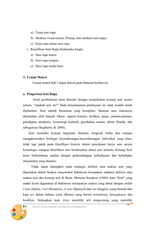 Materi 1 KB 1 Konsep seni rupa pengertian, unsur dan klasifikasi | PDF