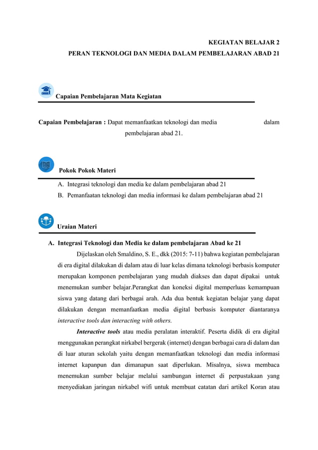 Peran Teknologi dan Media dalam Pembelajaran Abad 21 | PDF