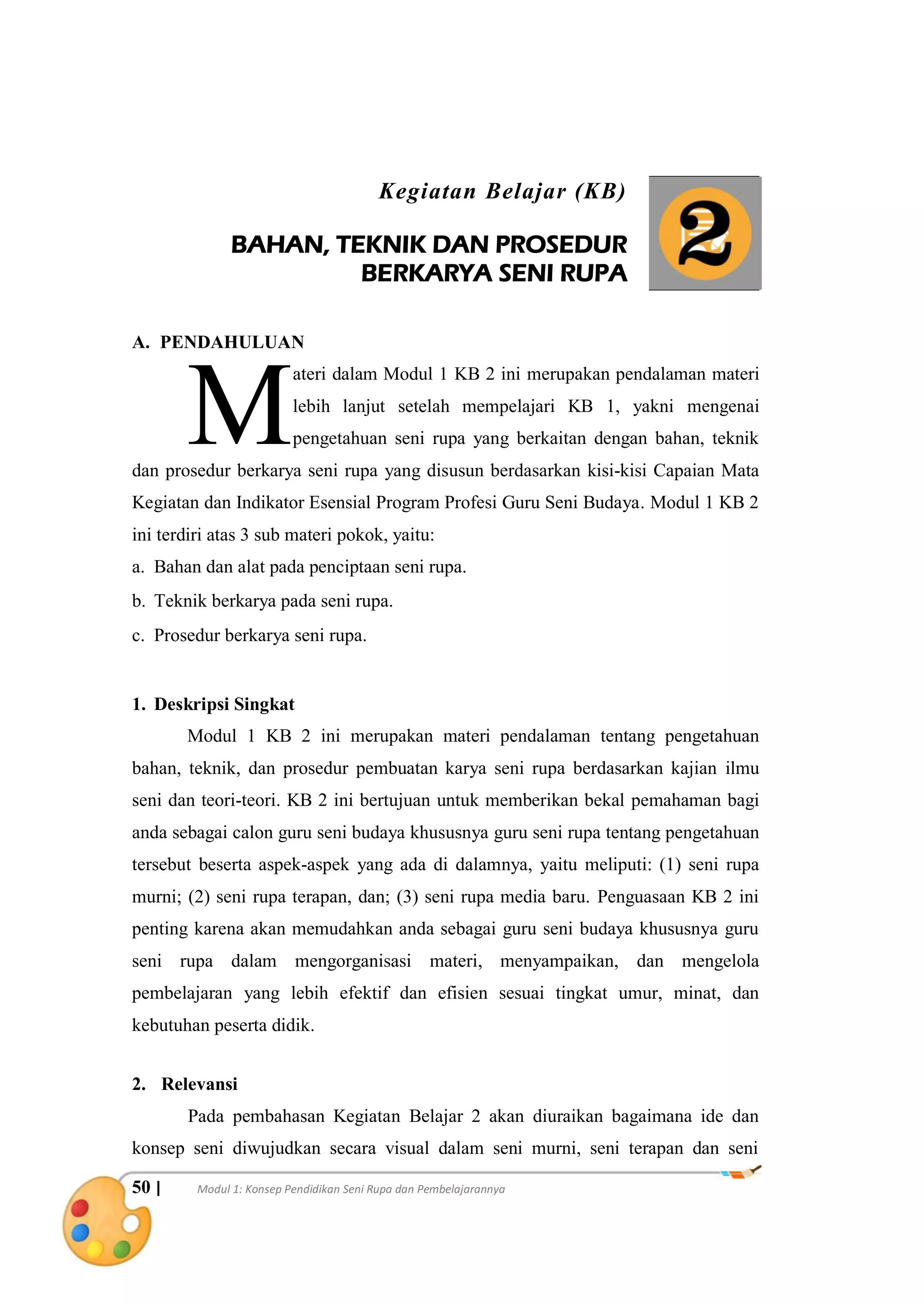 Materi 1 KB1: Bahan, teknik dan prosedur berkarya seni rupa | PDF