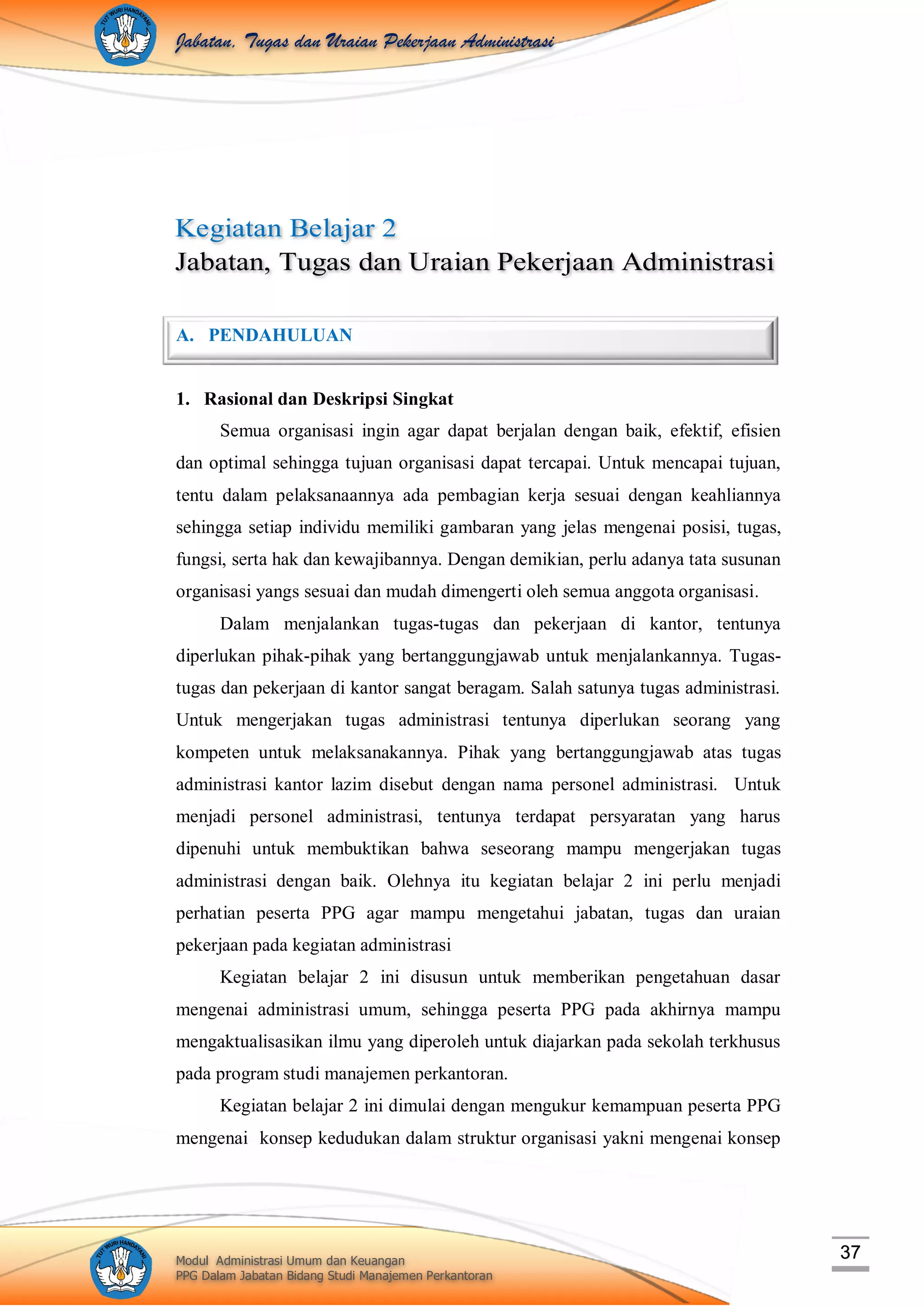 M1 kb2 jabatan, tugas, dan uraian pekerjaan adm | PDF