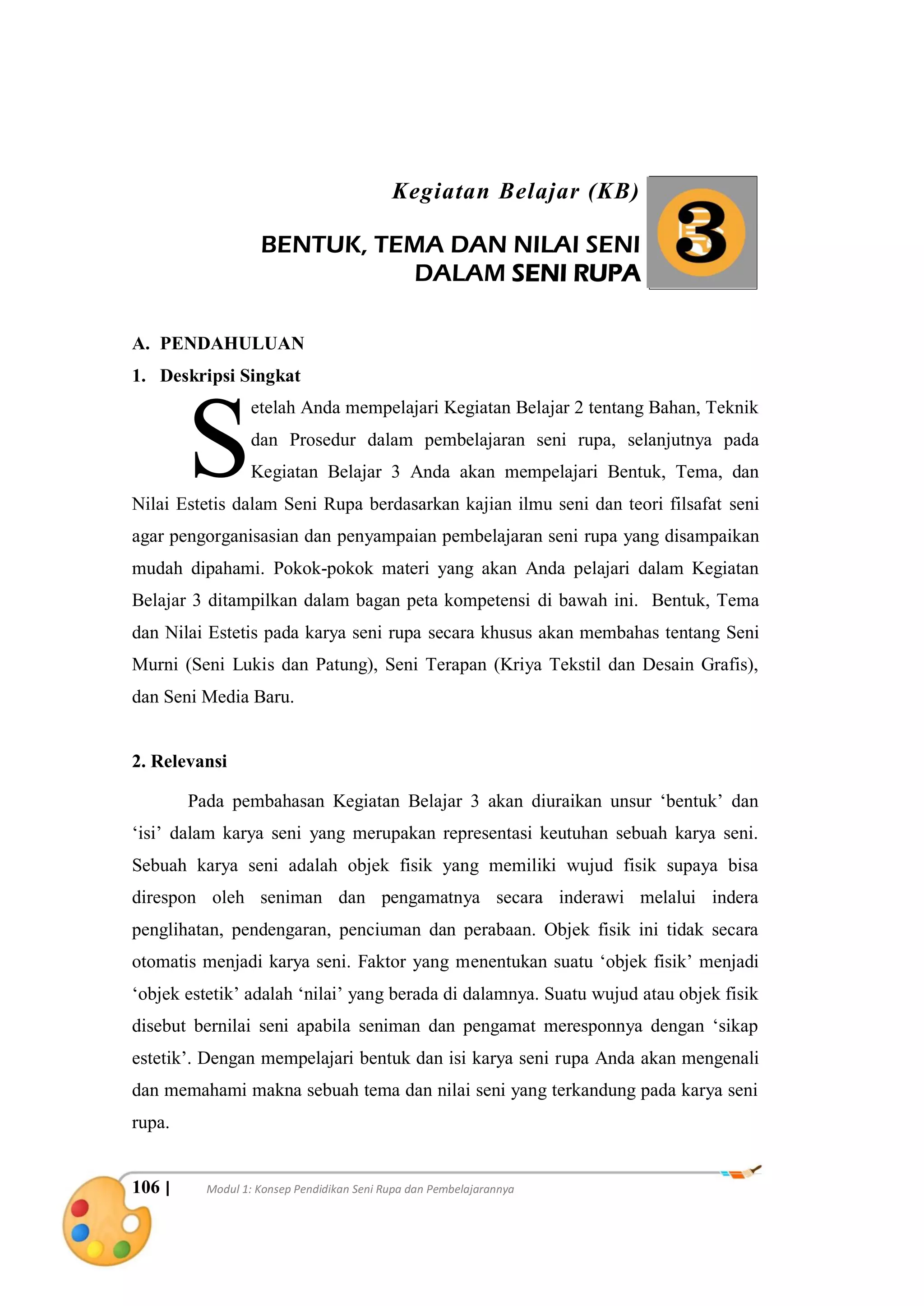 Materi 1 KB3: Bentuk, Tema dan Nilai Seni | PDF