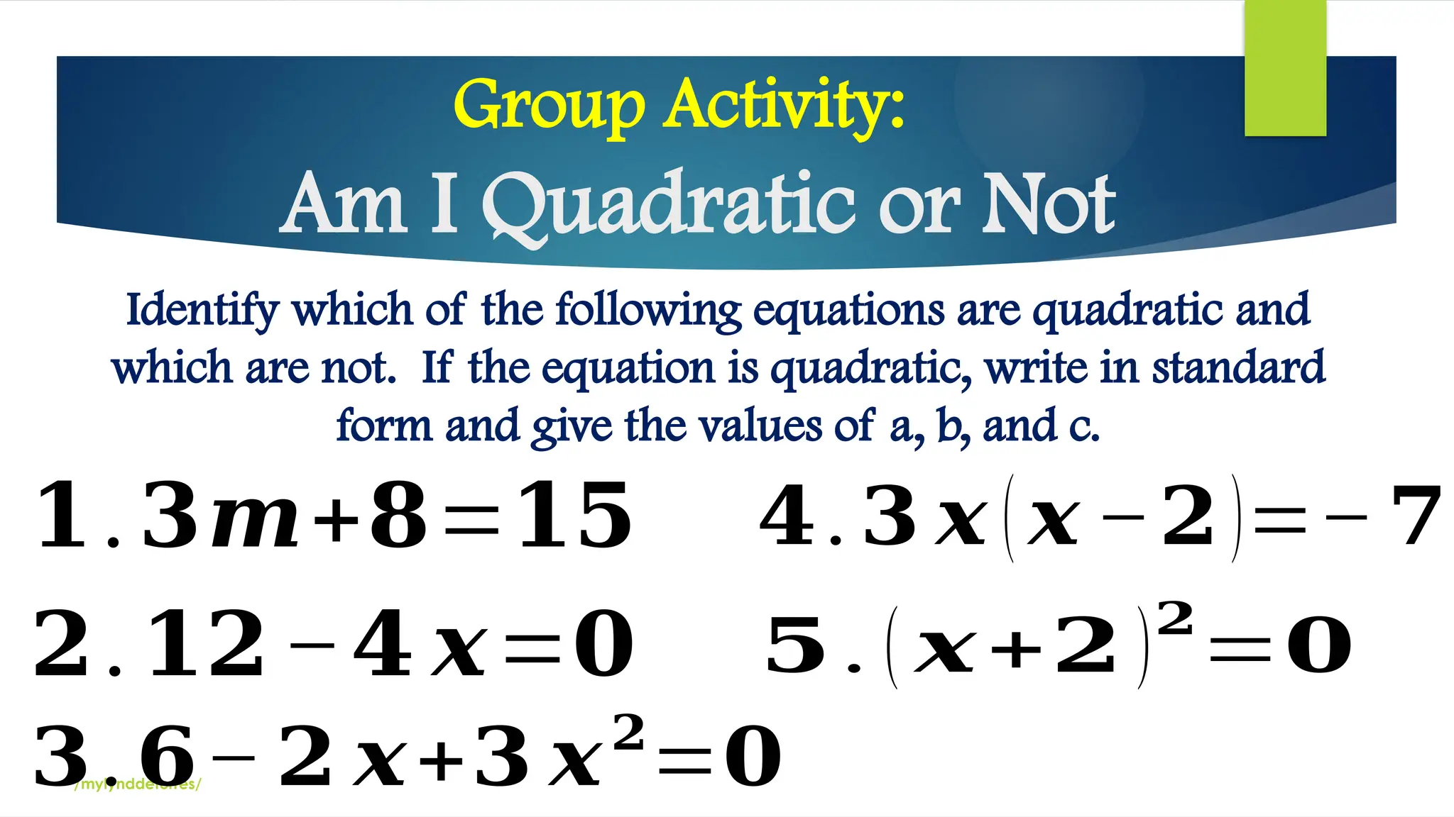 M1L1 Illustrations of Quadratic Equations.pptx | Physics | Science