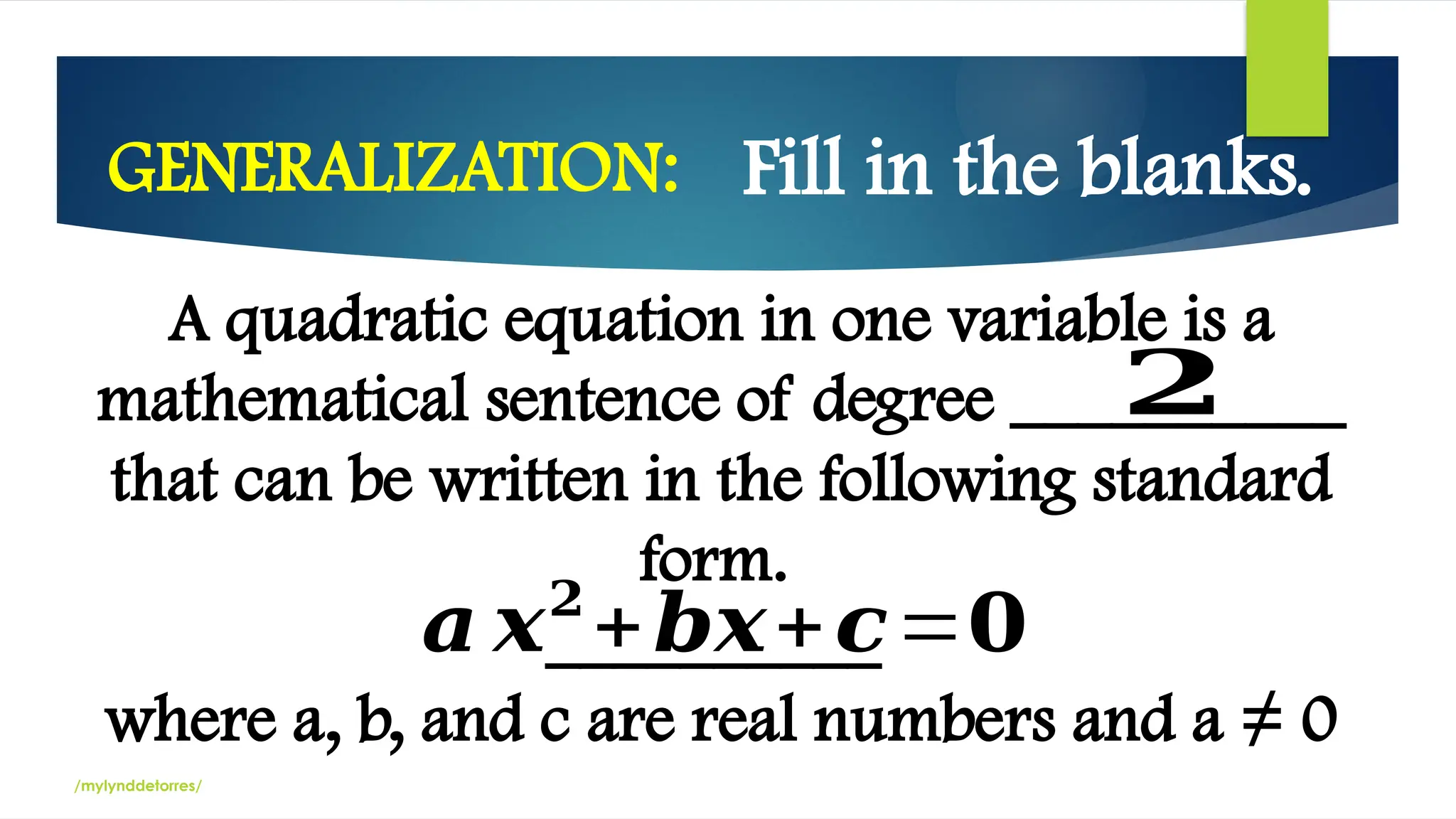 M1L1 Illustrations of Quadratic Equations.pptx | Physics | Science