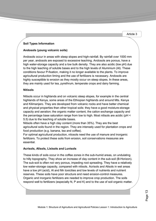 Farmer's Agribusiness Training Course: Module 1 - Structure of ...