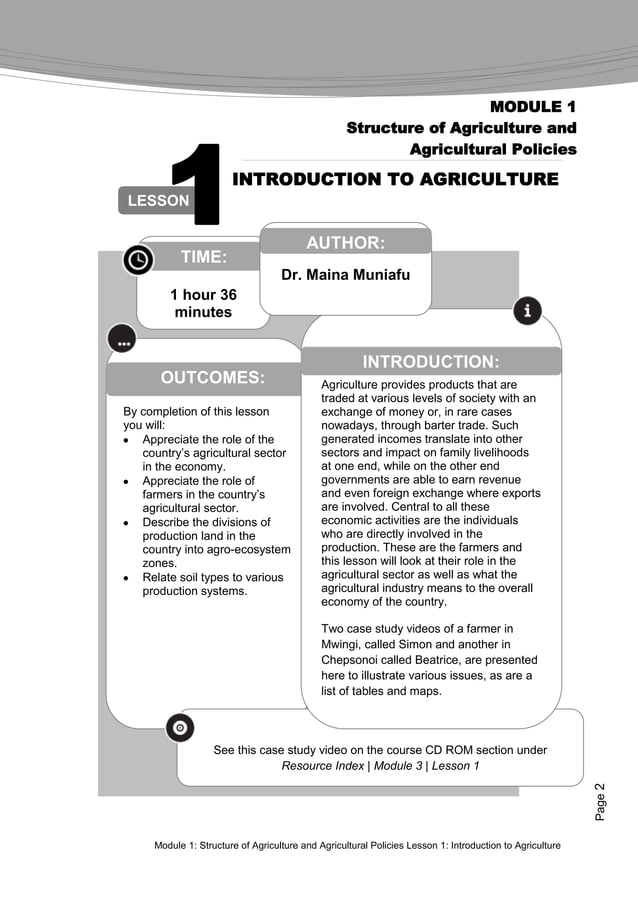 Farmer's Agribusiness Training Course: Module 1 - Structure of ...