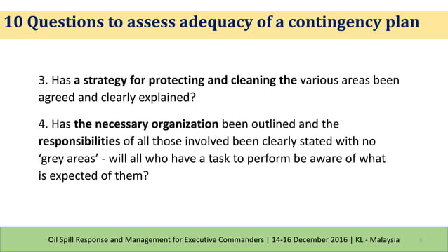 10 Questions to assess an Oil Spill Contingency Plan | PDF