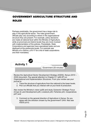 Farmer's Agribusiness Training Course: Module 1 - Structure of ...