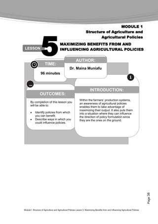 Farmer's Agribusiness Training Course: Module 1 - Structure of ...