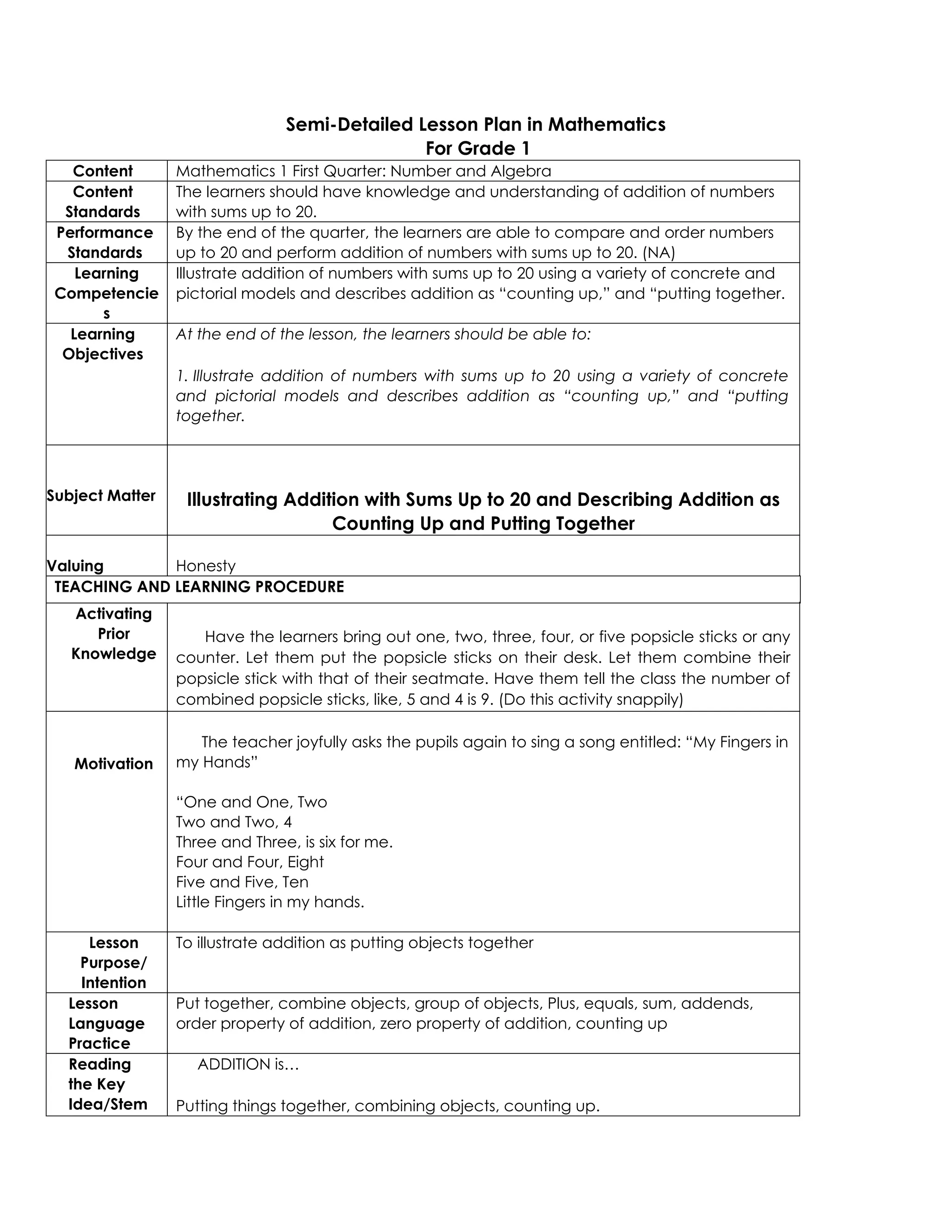 M1LC11 Detailed Lesson Plan in Math 1 MATATAG Curriculum.docx