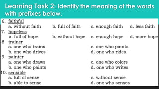 Grade 4 Module 1 Lesson 6 Exploring affixes | PPTX