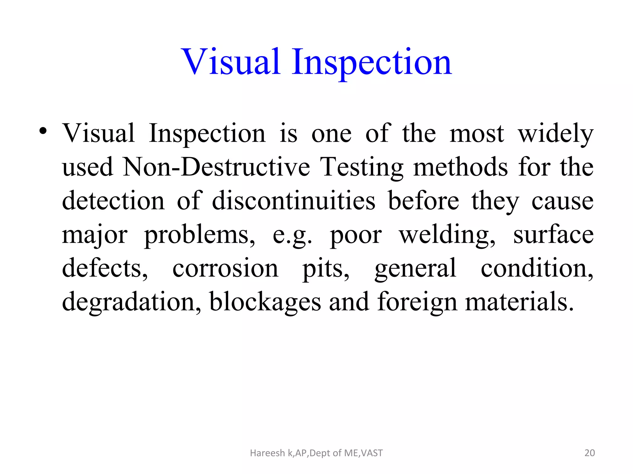 Introduction to NDT and Visual Inspection | PPT