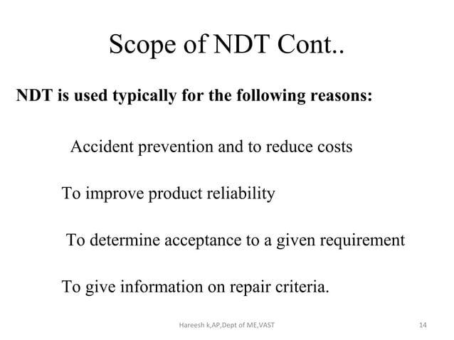 Introduction to NDT and Visual Inspection | PPT