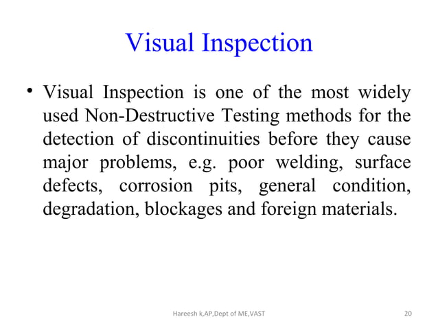 Introduction to NDT and Visual Inspection | PPT
