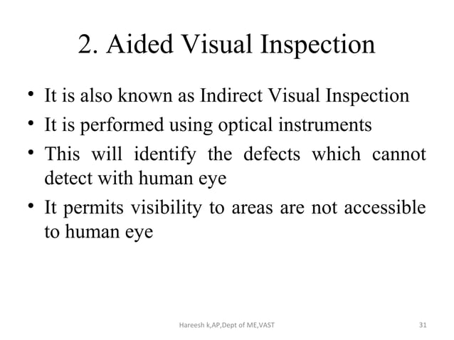 Introduction to NDT and Visual Inspection | PPT