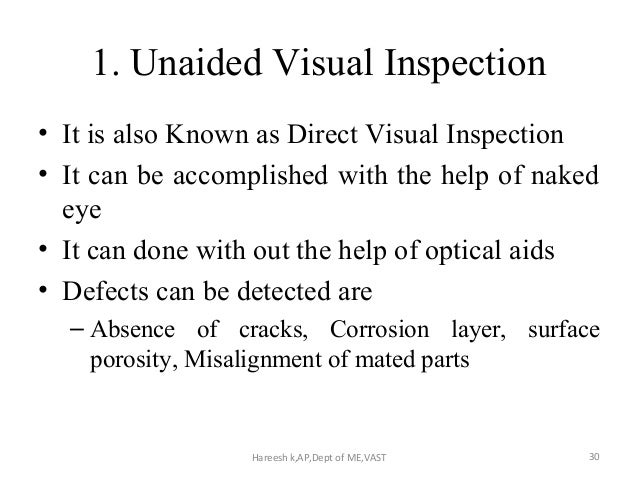 Introduction to NDT and Visual Inspection