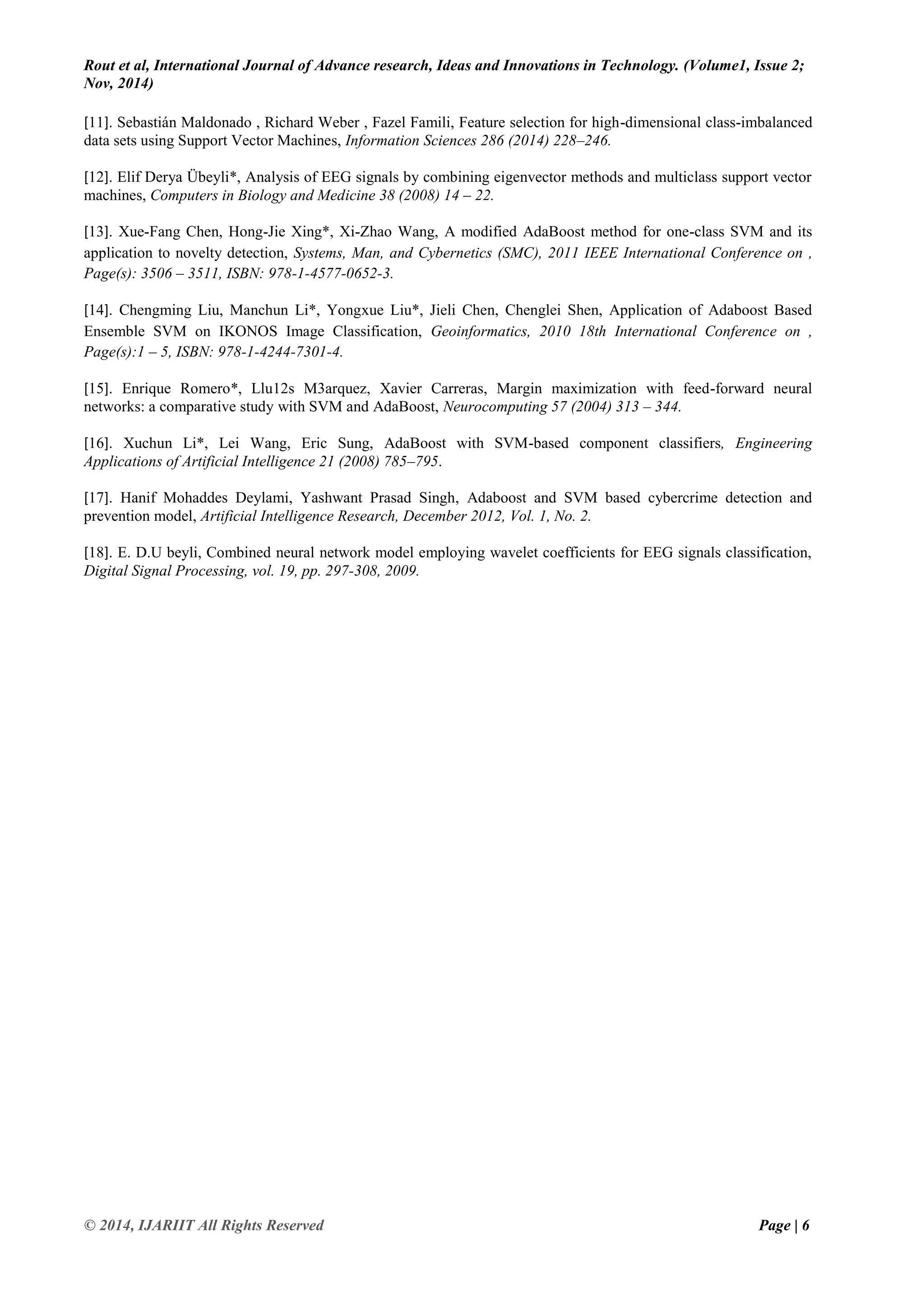 Classifications & Misclassifications of EEG Signals using Linear and AdaBoost Support Vector ...